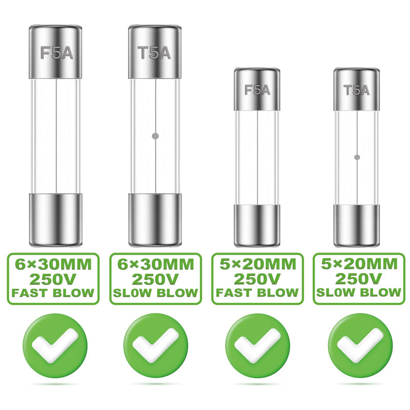 21 Values 250V Fast Slow Blow Glass Fuses Assortment Kit 5X20MM F 1A 2– NewNest Australia