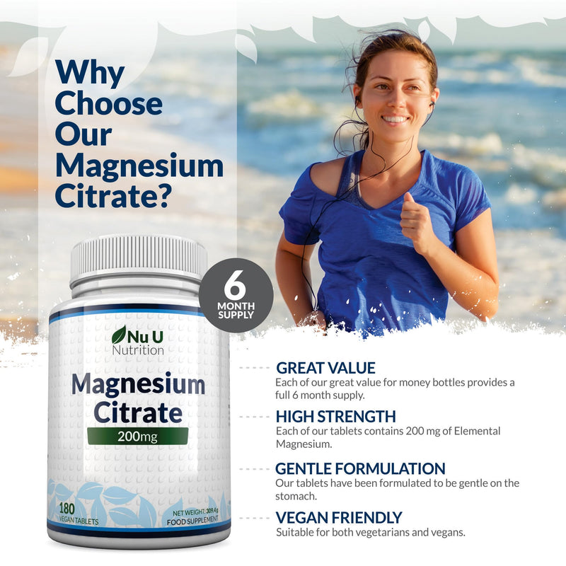 Magnesium Citrate 200mg - 180 Magnesium Tablets - 200mg per Tablets ...