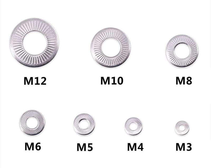 175Pcs Metric 304 Stainless Steel Serrated Conical Spring Washer/Conic ...