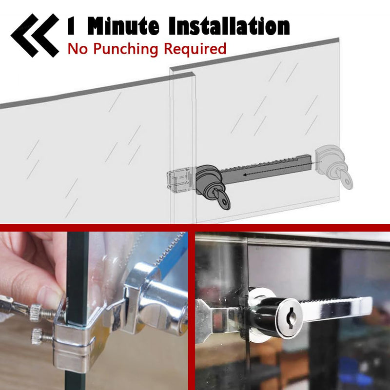 Sliding Glass Door Ratchet Lock with Chrome Finish,Glass Display Case ...