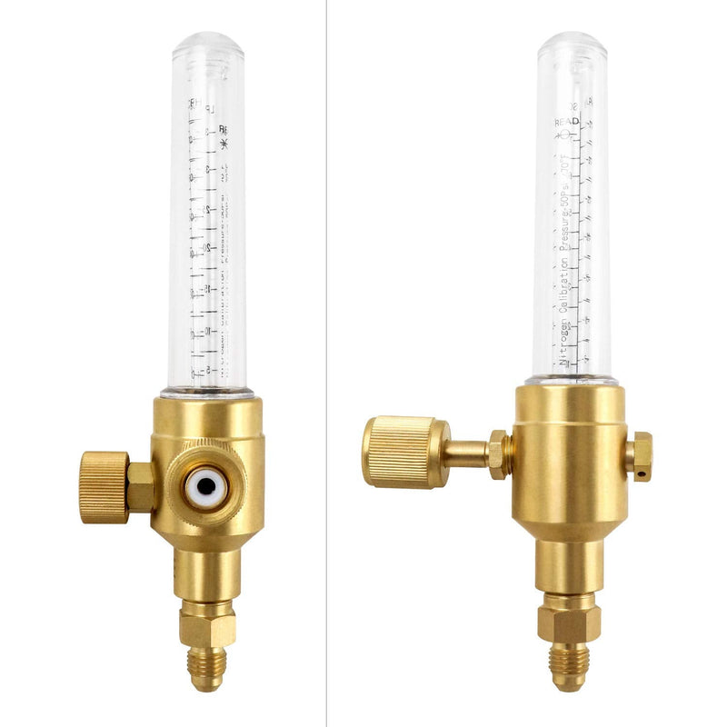 QWORK 1/4” Flare Inlet and Outlet Connection Nitrogen Flow Indicator ...