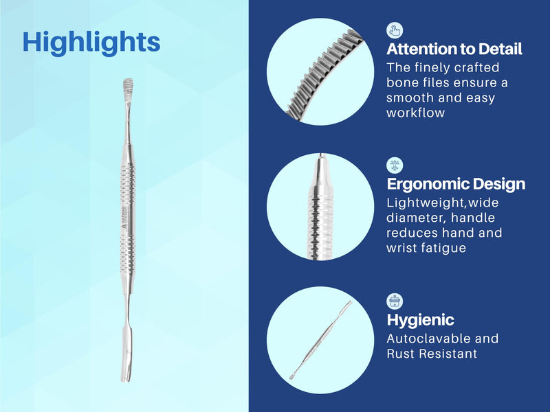 Miller Bone File #21 and #45, Double-Ended, Stainless Steel, Precision ...