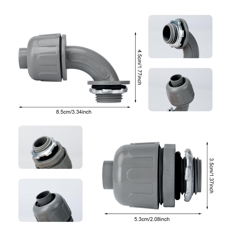Electrical Conduit Kit 1/2'' 4FT Grey Electrical AC Whip Kit, Liquid-T ...