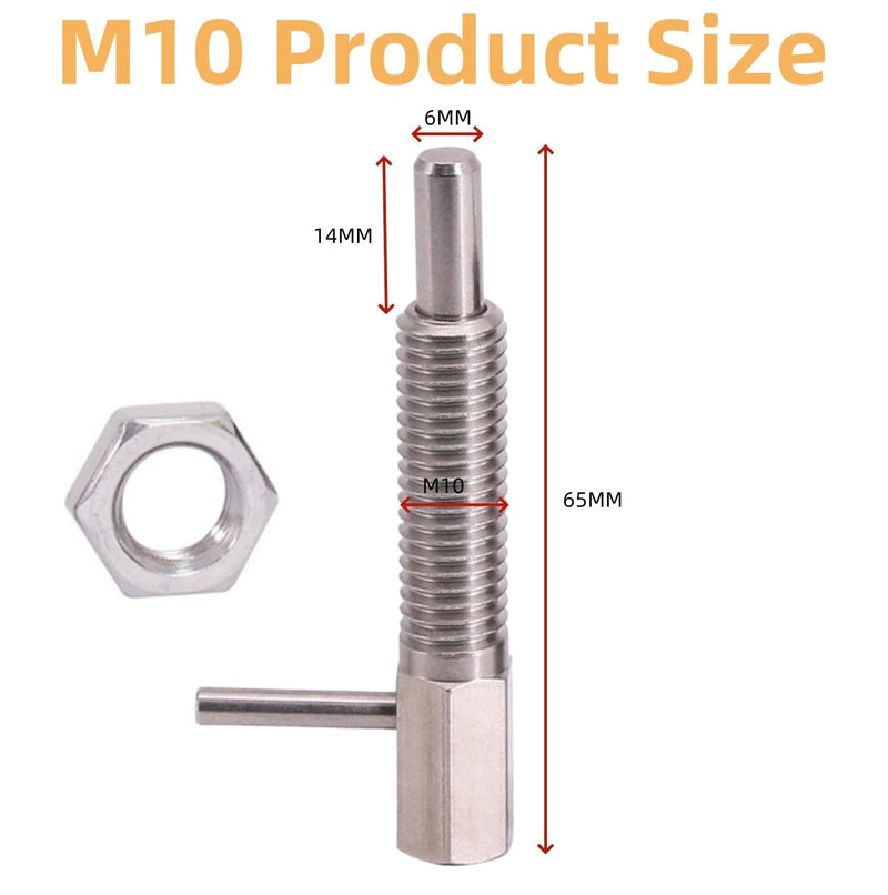 MerciL 2pcs Retractable Indexing Plunger Pin, M10 Stainless Steel Spri ...