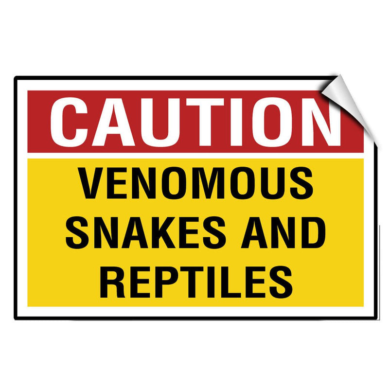 Caution Venomous Snakes and Reptiles Activity Label Decal Sticker Stic ...