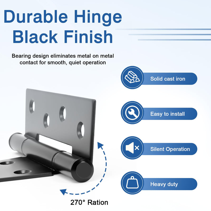 6 Inch T-Strap Shed Door Hinges, 2 Pack Heavy Duty Tee Hinge, T-Gate H ...