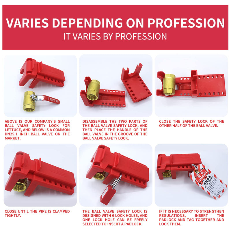 Valve Leak Locks，Lock Out tag Out，Ball Valve Lockout Device，RED (BR ...