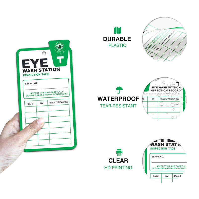 Eye Wash Station Inspection Tags 50 Pack, RP-Plastic Inspection & Stat ...