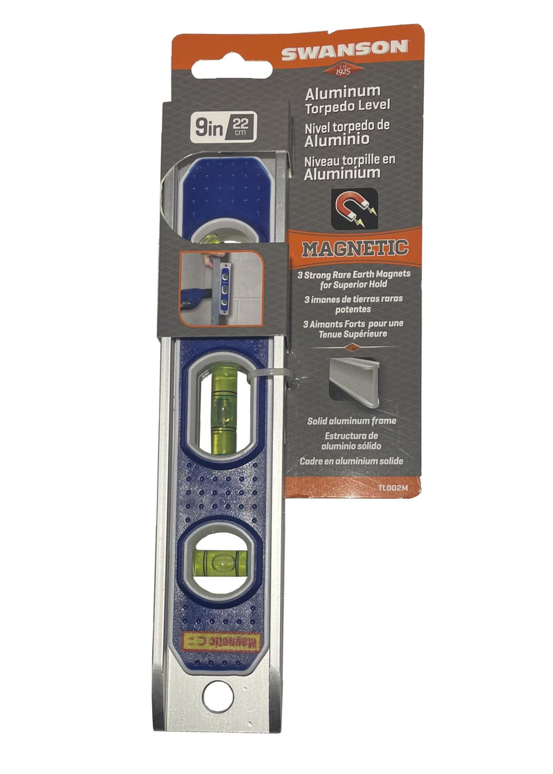 Swanson Tool Co TL002M 9-Inch Magnetic Die Cast Aluminum Torpedo Level ...