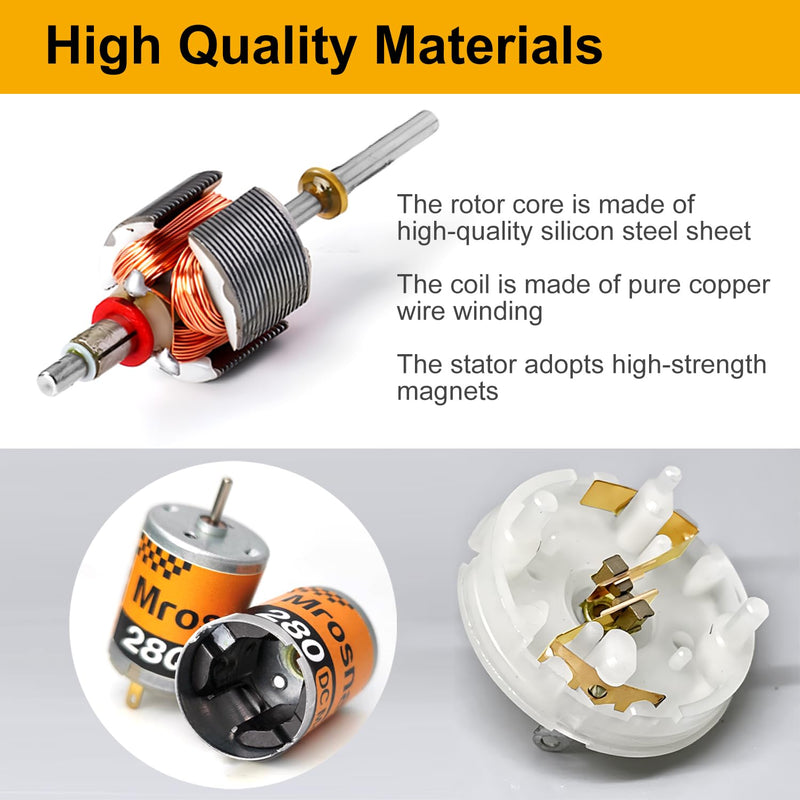 6Pcs 280 Micro DC Motors 3V-12V 13500RPM 0.5A with 2.8mm Insulated Con ...