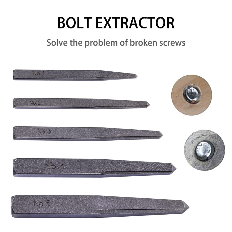 5 Pieces Easy Out Bolt Extractor Set, Straight Fluted Screw Extractor ...