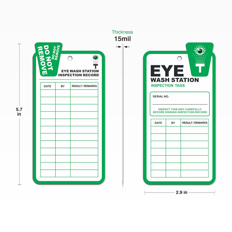 Eye Wash Station Inspection Tags 50 Pack, RP-Plastic Inspection & Stat ...