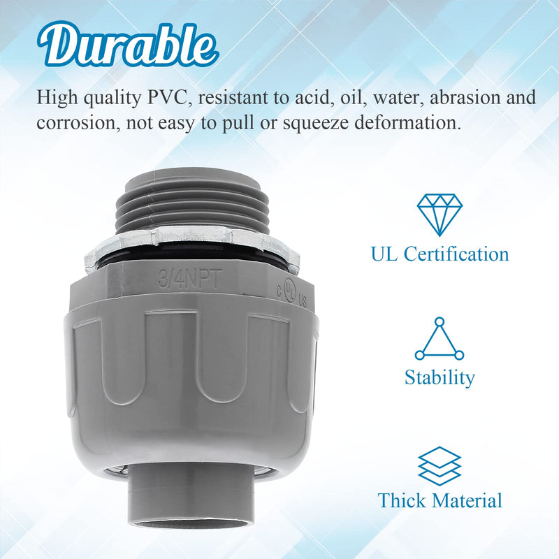 6Pcs 3/4 Inch NPT Liquid Tight Connector Nonmetallic Straight Electric ...