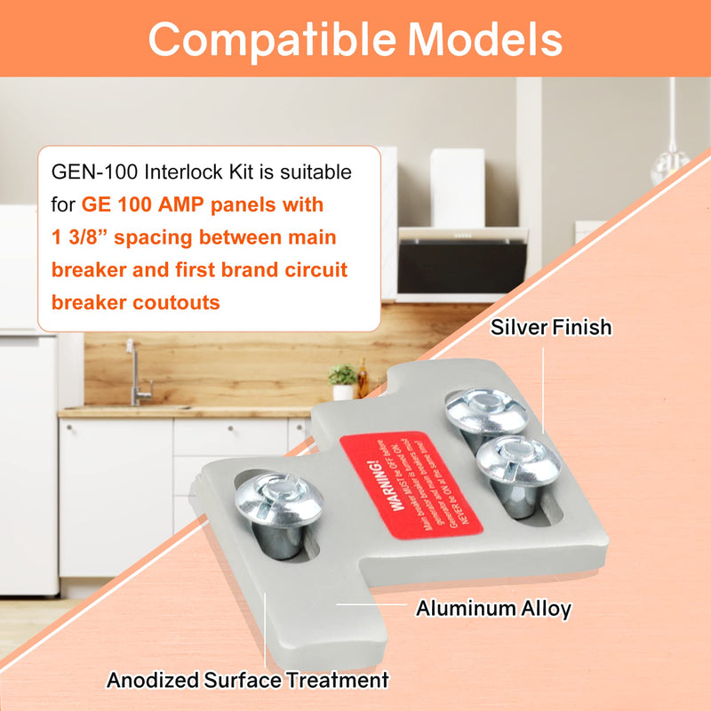 Generator Interlock Kit Fit for GE 100 AMP with 1 3/8" Spacing Between ...
