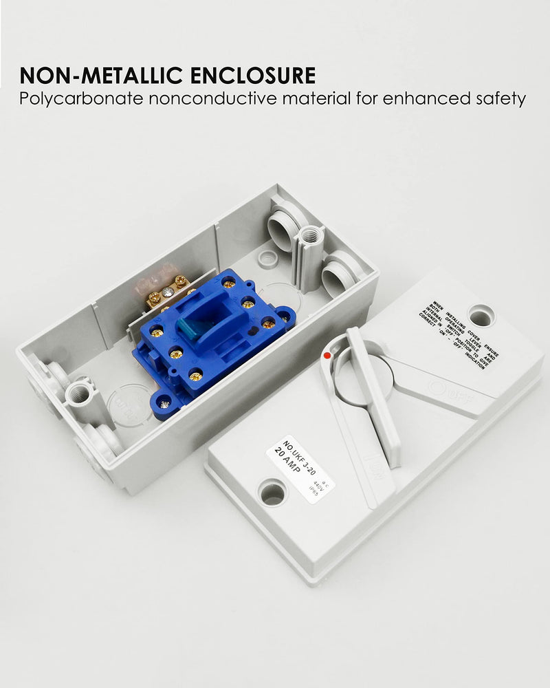 Enclosed Motor Disconnect Switch 20A 440V 3 Pole, IP65 Waterproof Heav ...