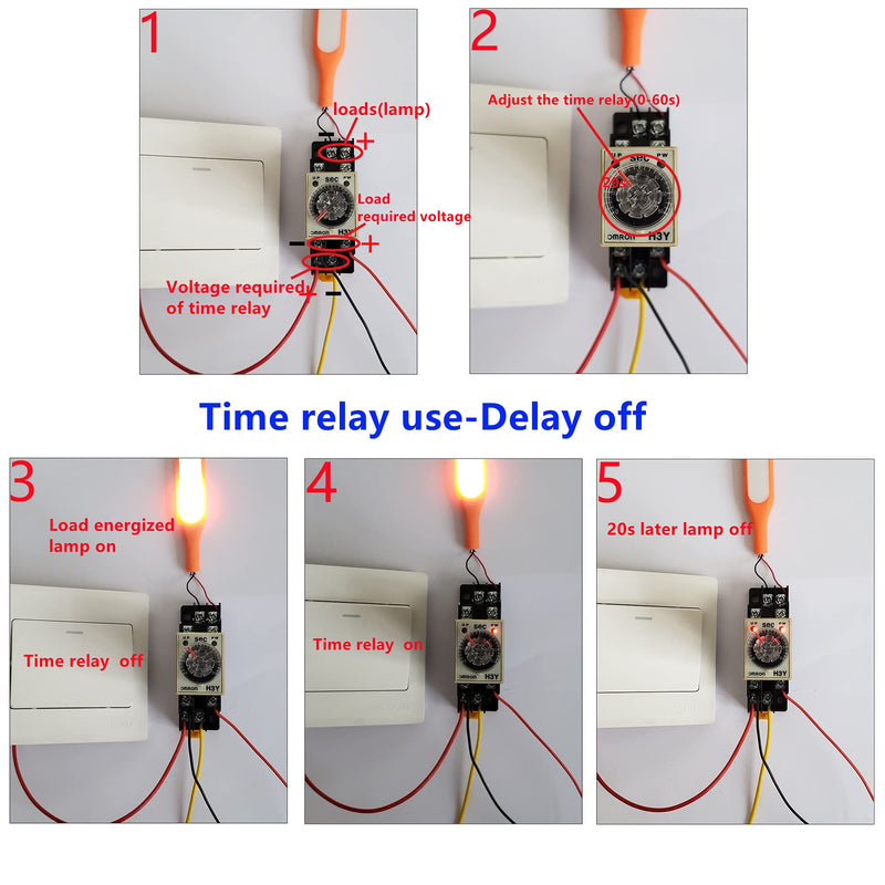 AC 110V Delay Timer Time Relay H3Y-2 0-60S Second & Base Socket DPDT ...