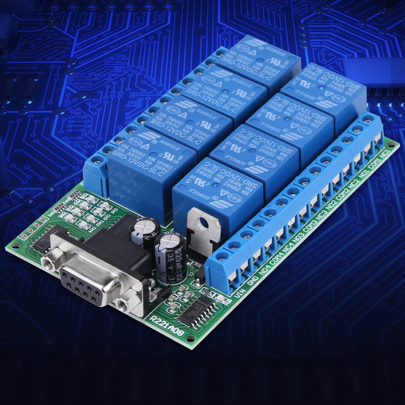8 Channel Relay Module, 12V 8 CH DB9 RS 232 Relay Module Remote Contro ...