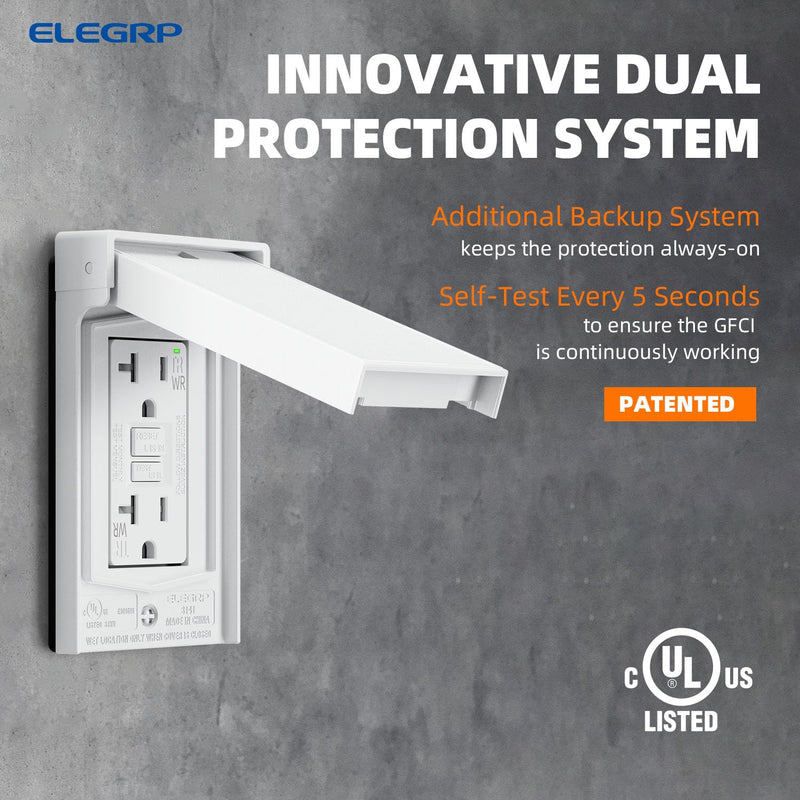 ELEGRP Outdoor GFCI Outlet with Cover, Weather Resistant GFCI Receptac ...