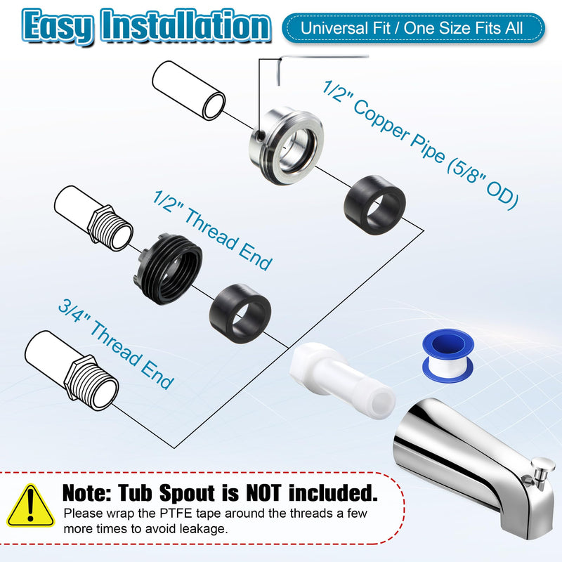 Dreyoo Four in One Tub Spout Adapter, Threaded Bathtub Faucet Adapter ...