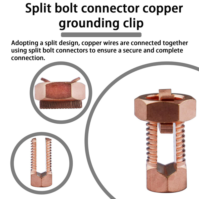 2PCS Split Bolt Connector High Strength Copper Grounding Clamps for Co ...