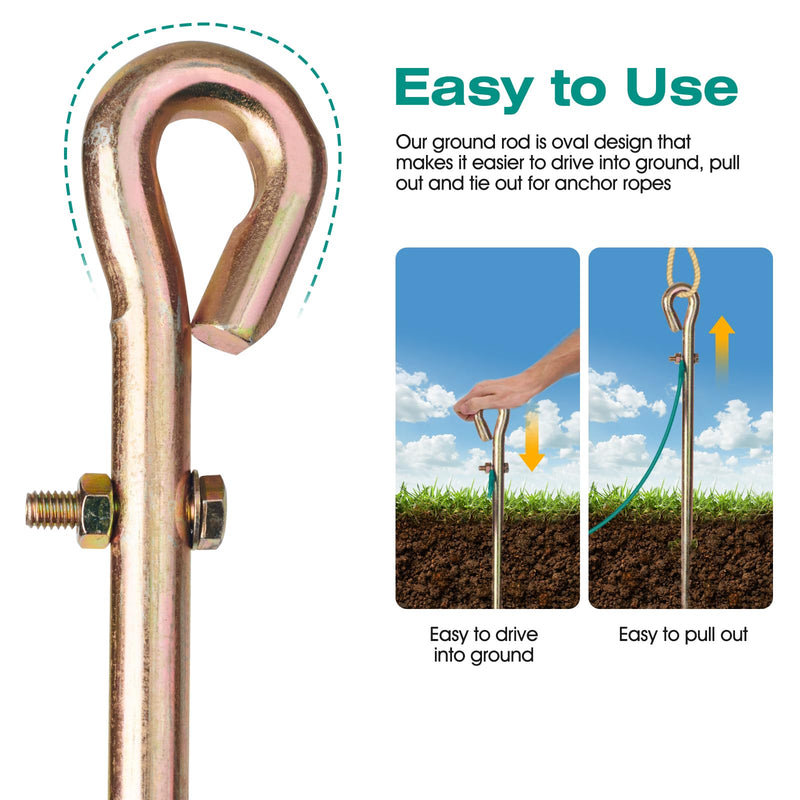 Portable Ground Rod with 4ft 12AWG UL Listed Grounding Wire with Croco ...