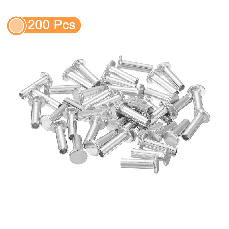 uxcell 200Pcs Semi Tubular Rivets, 3mm x 9mm Aluminum Round Flat Head ...