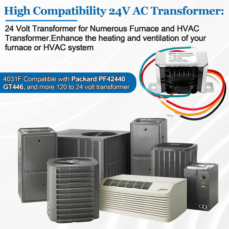 24V 40VA Furnace Transformer for Furnaces/HVAC Equipment, Primary 120 ...