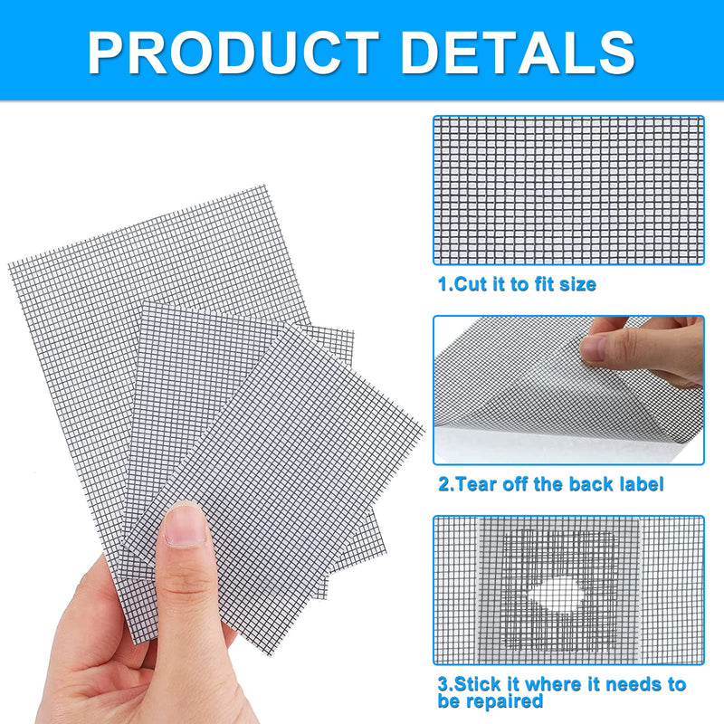 AOBOPLE 24 Pcs Window Screen Repair Kit, 5 x 7 Inch Screen Repair Tape ...