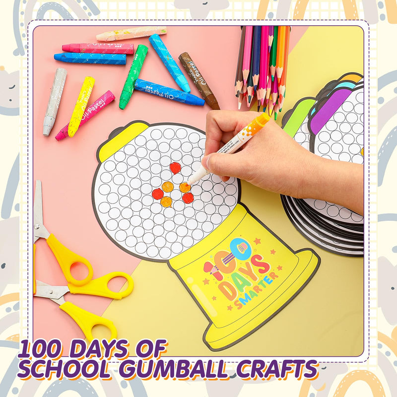 Lunmon 100 Days of School Gumball Crafts Color Matching Paper Gumball ...