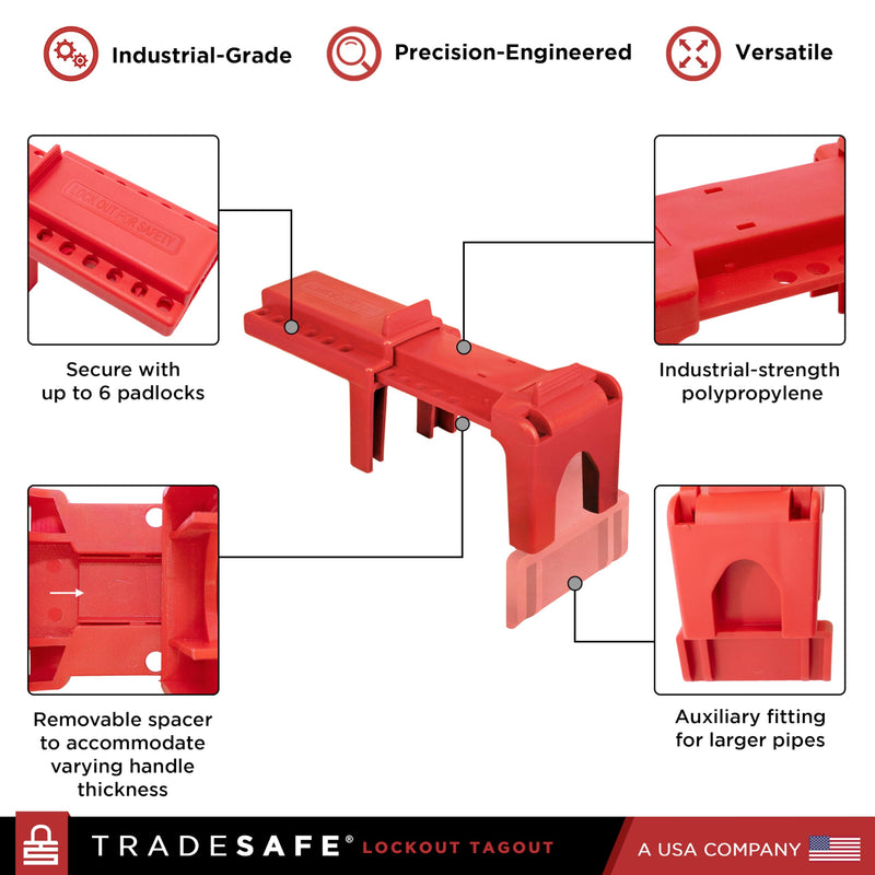 TRADESAFE Adjustable Ball Valve Lockout - Ball Valve Lock Out Devices ...