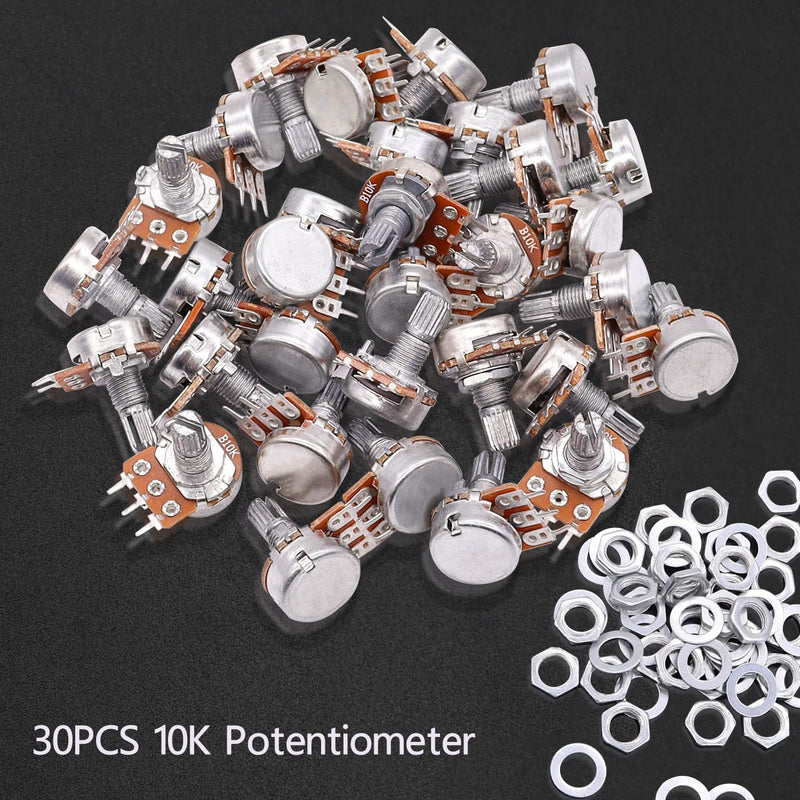 Taiss 30pcs 10K Ohm Potentiometer WH148 B10K Variable Resistors 15mm S ...