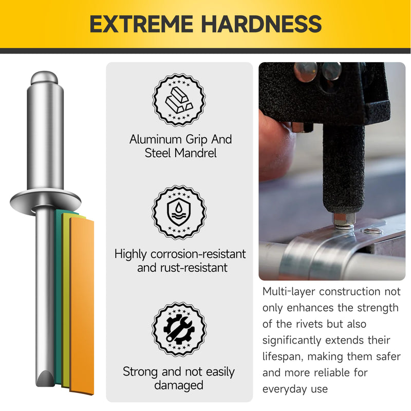 (300Pcs) 3/16" x 1/4" Blind Pop Rivets 3/16 Aluminum Grip and Steel Ma ...