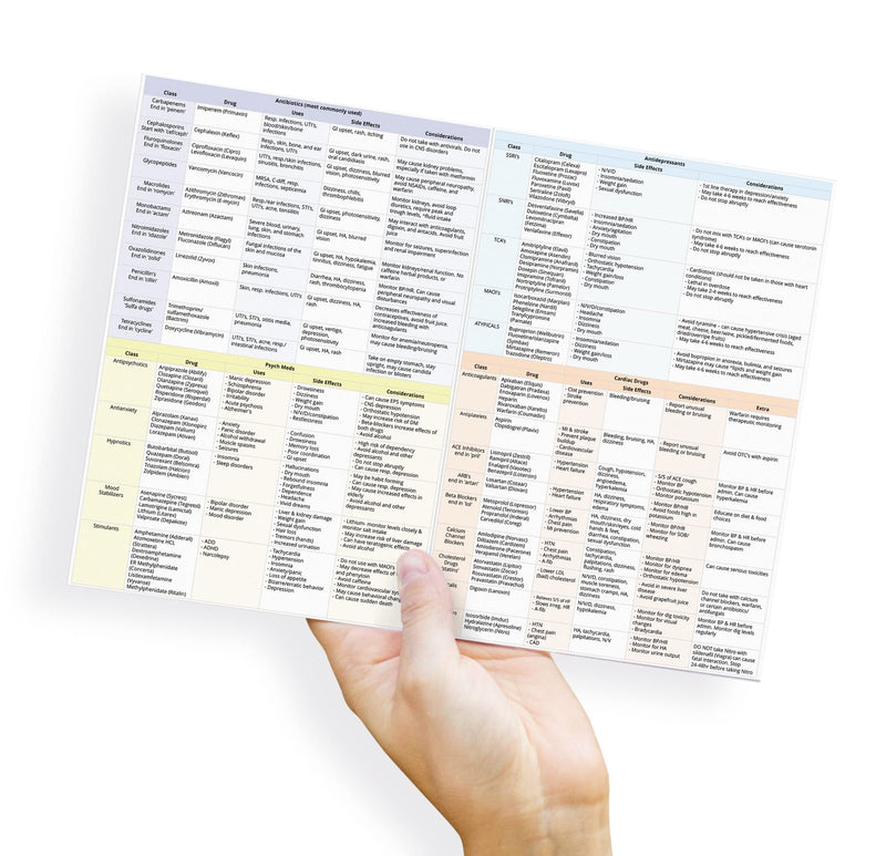 Drug Classes Reference Nurse Study Guide Laminated Card Pharmacology A– NewNest Australia