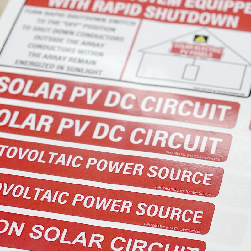 Photovoltaic Solar System Installer Label Kit | 57 Pack | 2020 | 2017 ...