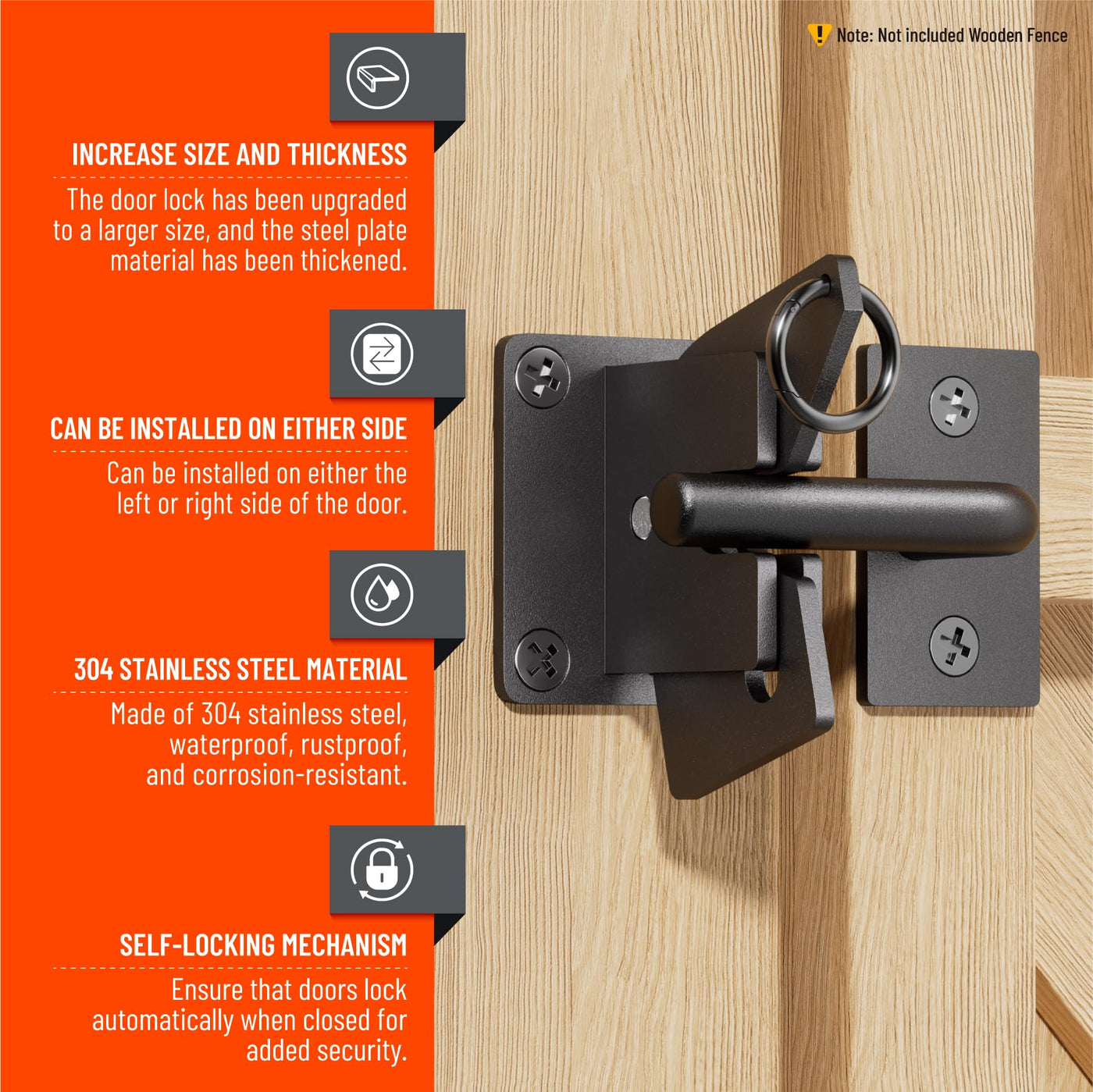 Heavy Duty Self Locking Fence Gate Lock Latch Stainless Steel, Wooden ...