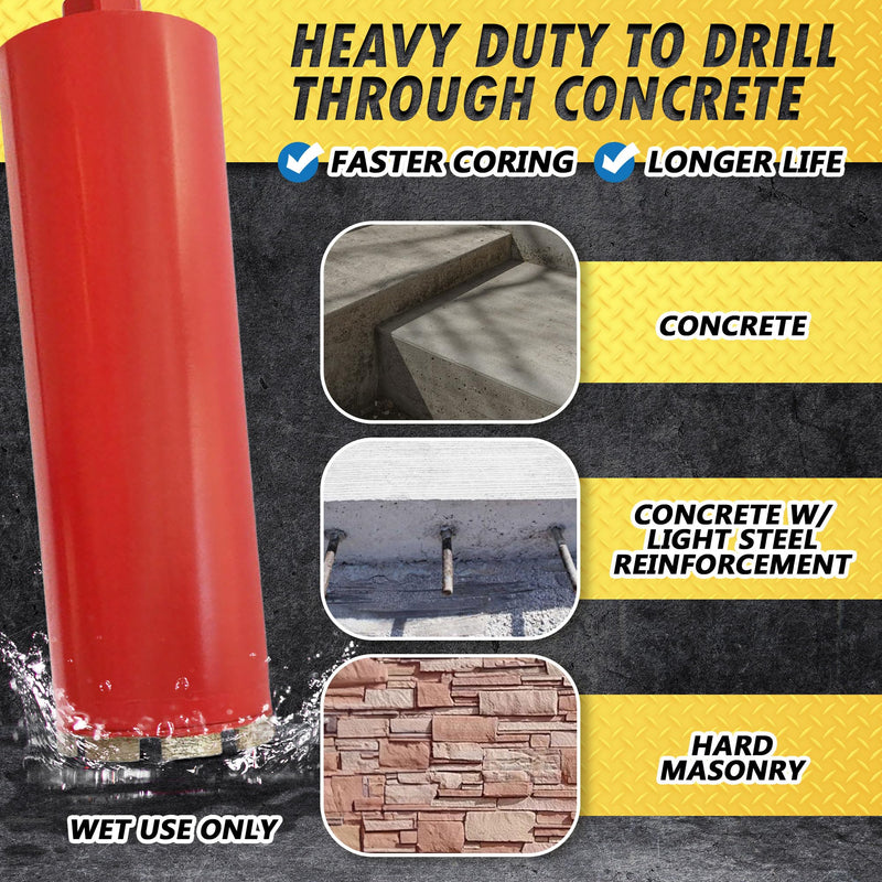 2" Wet Drill Core Bits for Concrete and Hard Masonry, 10mm Segment Hei ...