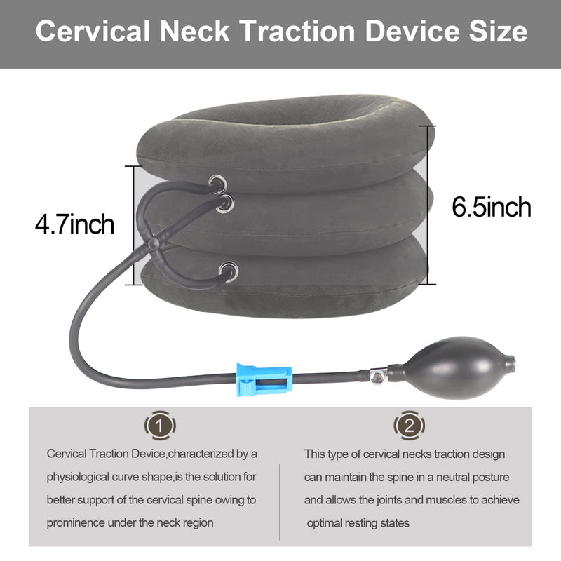 Cervical Neck Traction Device,Three Tube Quick Inflation,Relieves Neck ...