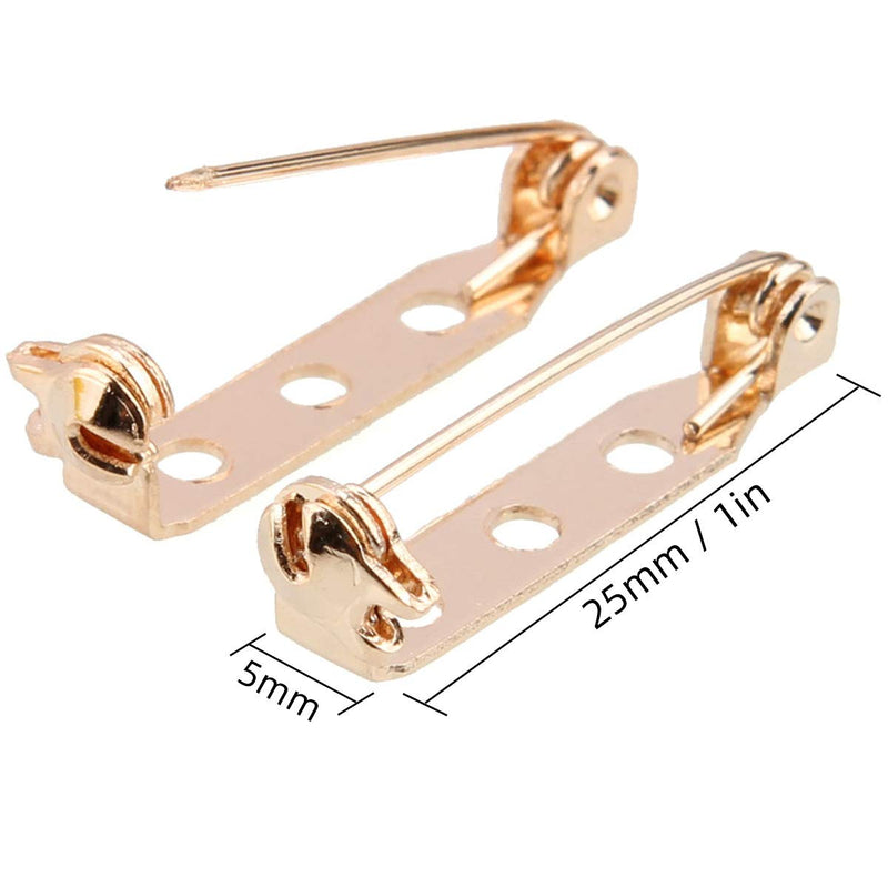 200 Pcs Gold Tone Brooch Pin Backs Clasp 1 Inch Bar Pins Findings 3 Ho ...