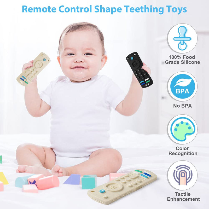 Hotut Baby Remote Control Teething Ring, 2 Pieces Baby Remote Control ...