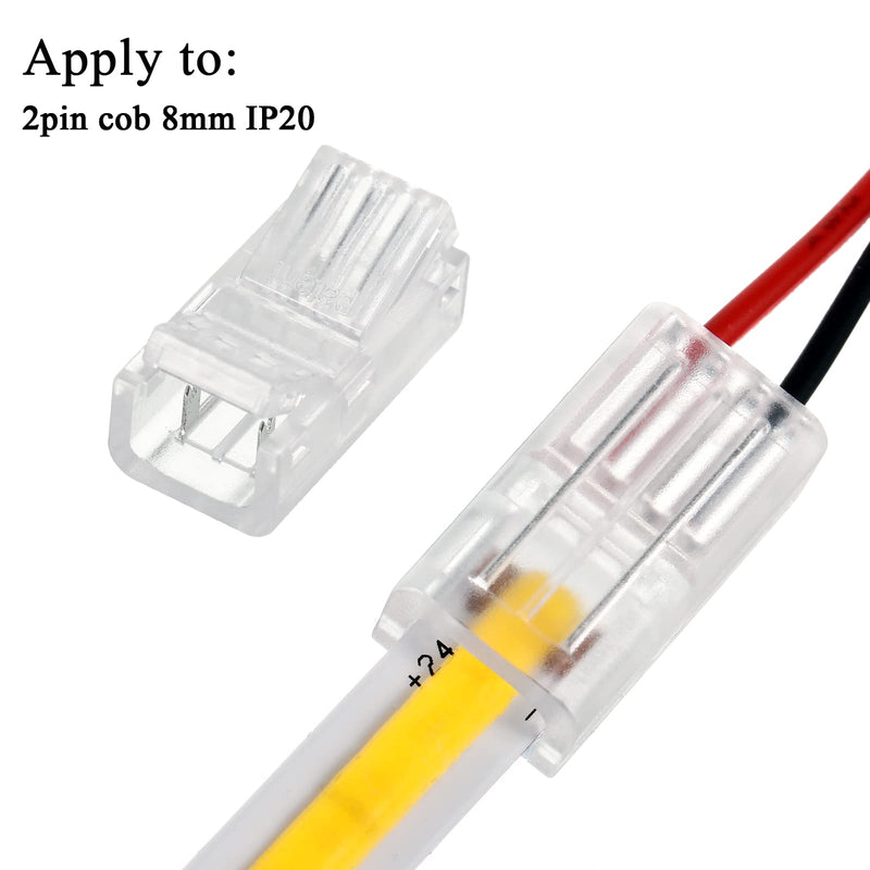 COB LED Strip to Wire Connector 20 Pieces Waterproof LED Adapter ...
