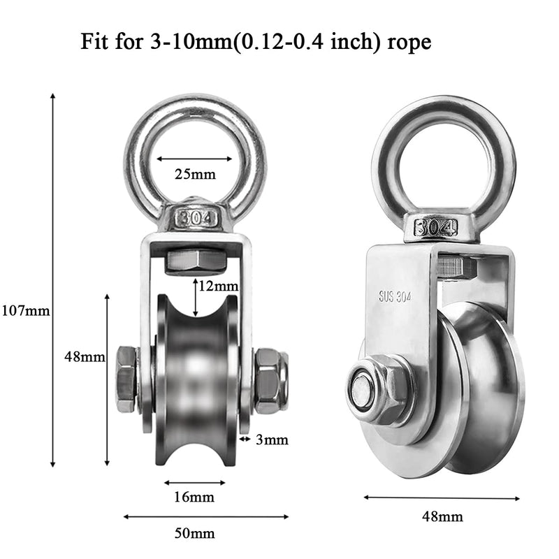 Penkwiio Pulley Wheel Stainless Steel Duplex Bearing Super-Silent Deta ...