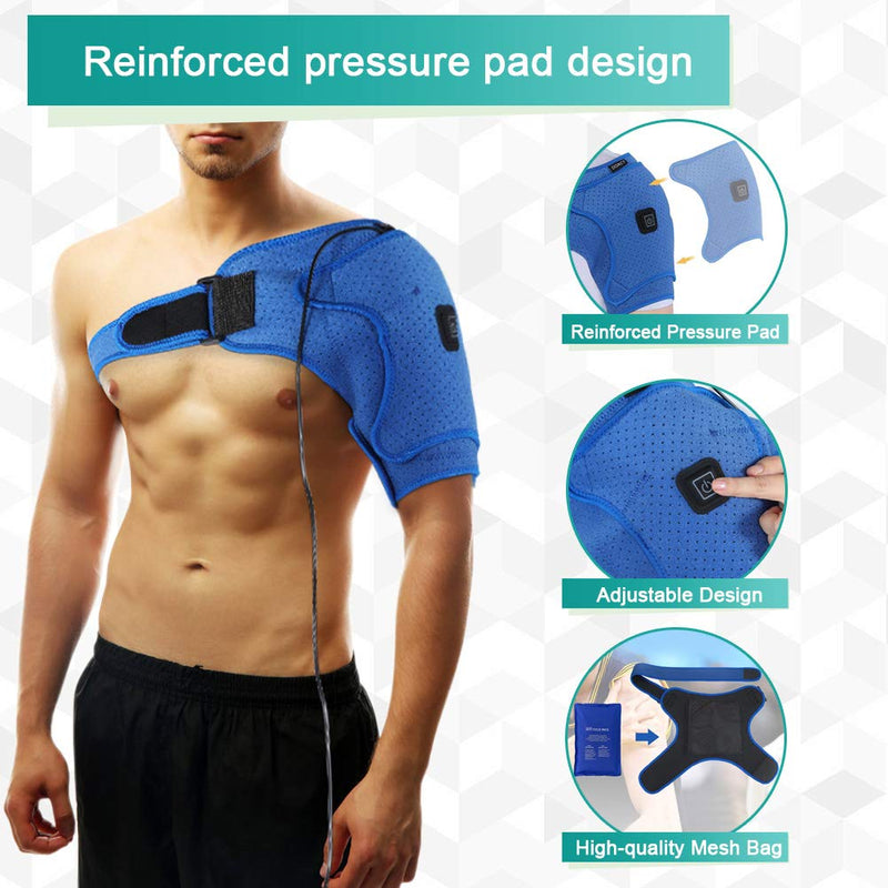 Heated Shoulder Support Brace, Shoulder Heating Pad for Rotator Cuff ...