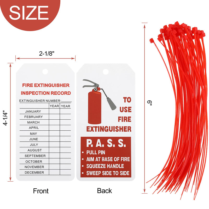 50 Pieces Fire Extinguisher Tags with 50 Piece Adjustable Wire Ties Fi ...
