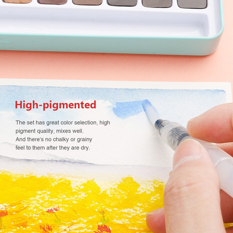 MeiLiang Watercolor Paint Set, 36 Vivid Colors in Pocket Box with Meta ...