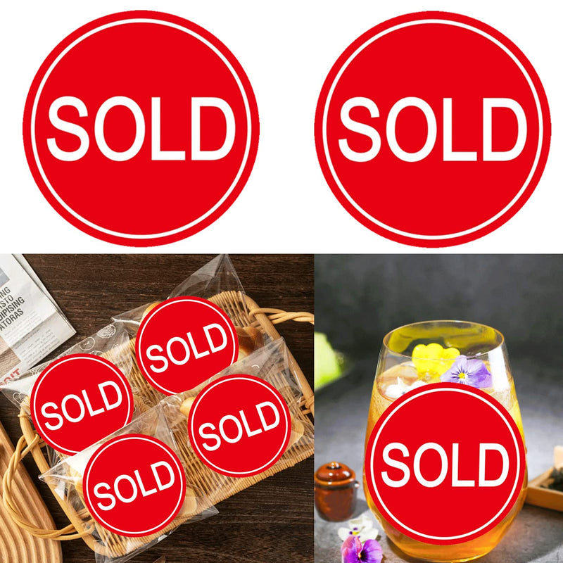 2 Inch Sold Stickers Fluorescent Red Sold Labels - Sold Point of Sale ...
