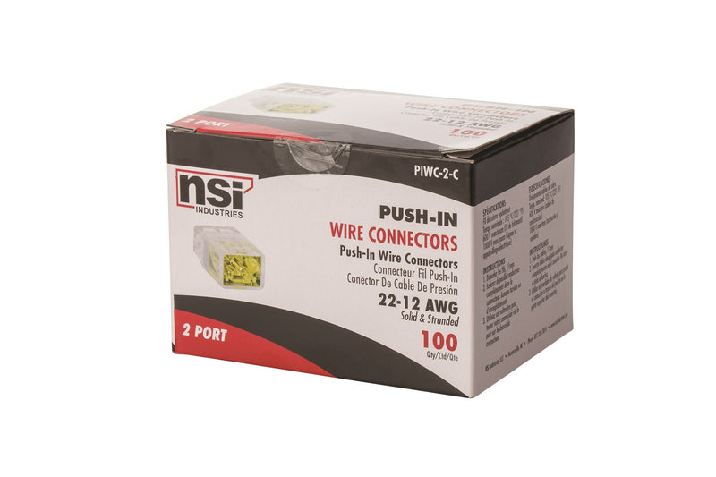 Easy-Twist Push-in Wire Connector, 2 Wires, Yellow (Box of 100 ...
