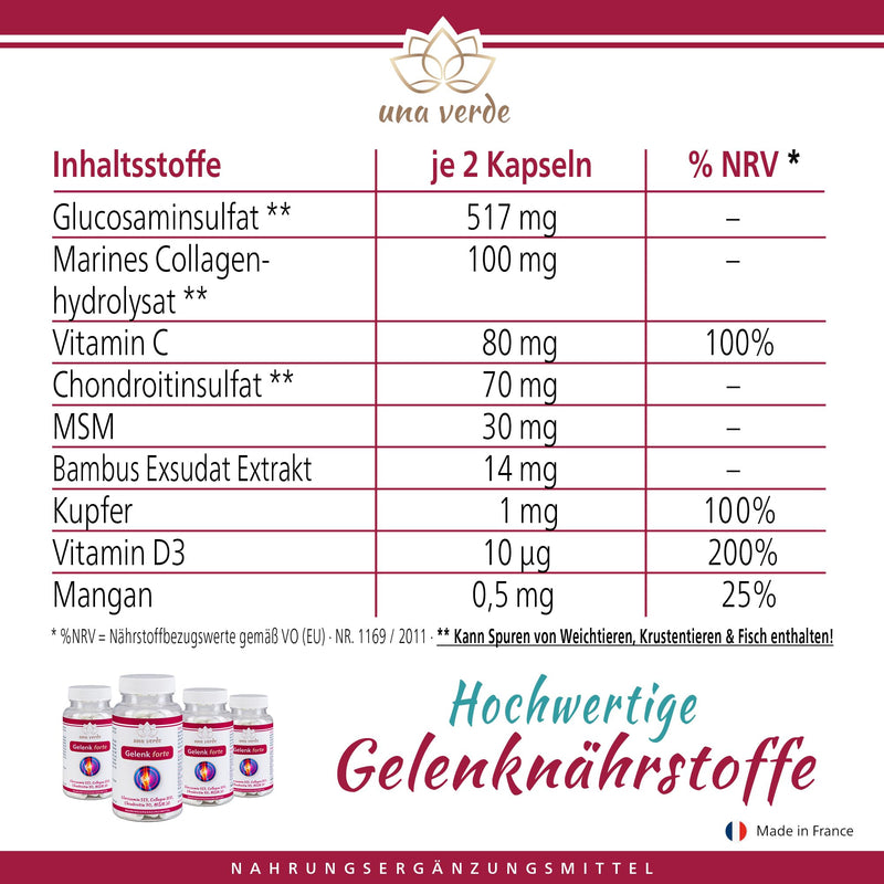 Una Verde Joint forte 180 capsules high dosage with glucosamine & chon ...