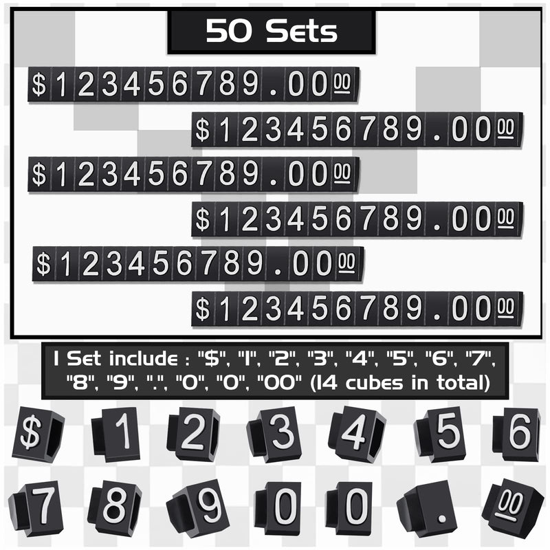 50 Sets Price Display Cube Number Letter Price Cube Adjustable Price T ...