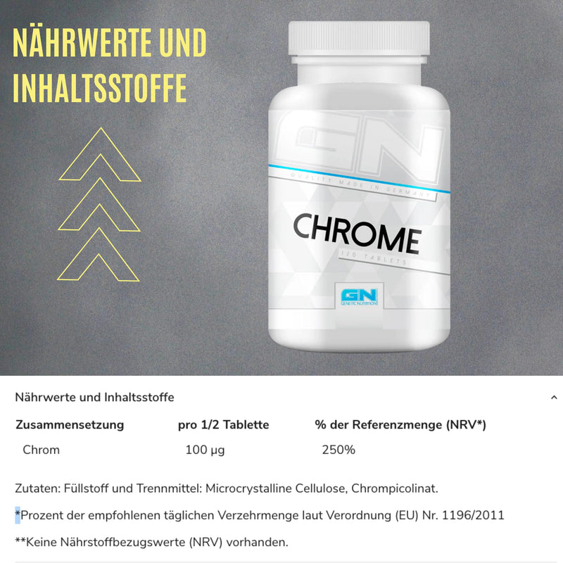 GN Laboratories Chrome – 120 chrome tablets – high-dose trace element ...