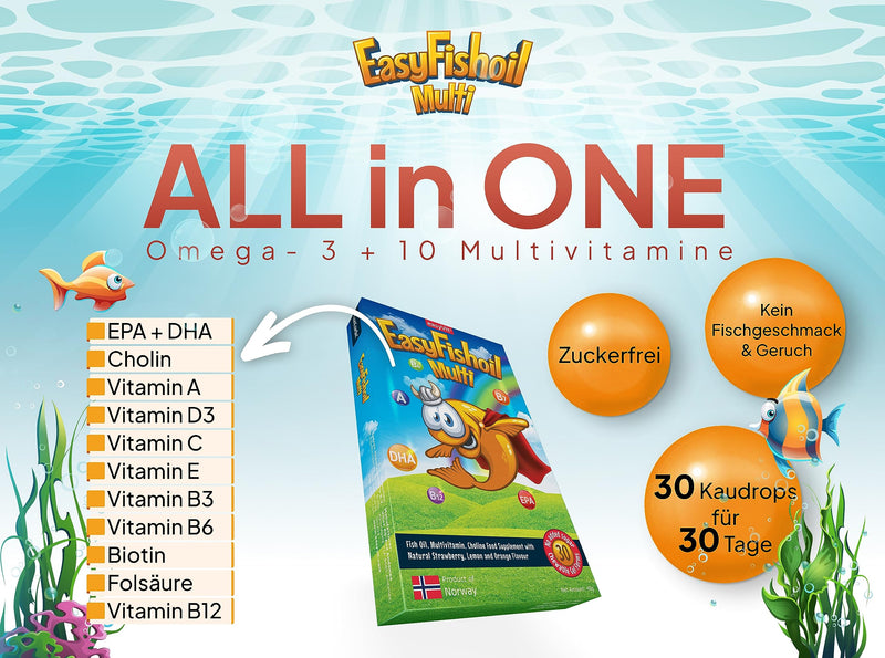 EasyFishoil Multivitamin Omega 3 Jelly - 30 days with 11 vitamins Soft ...